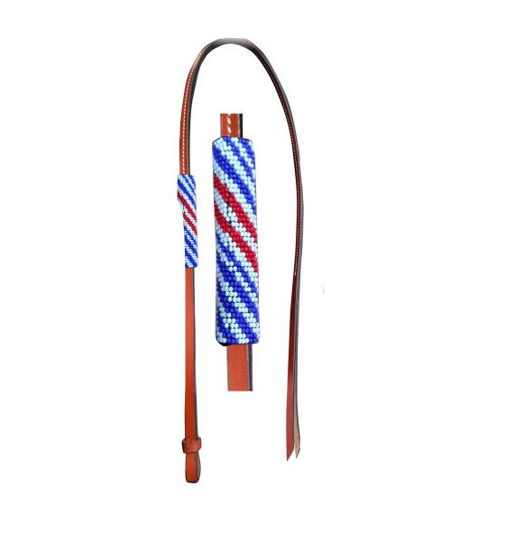 Red, White & Blue Beaded Leather Over and Under Whip – Jopps Tack
