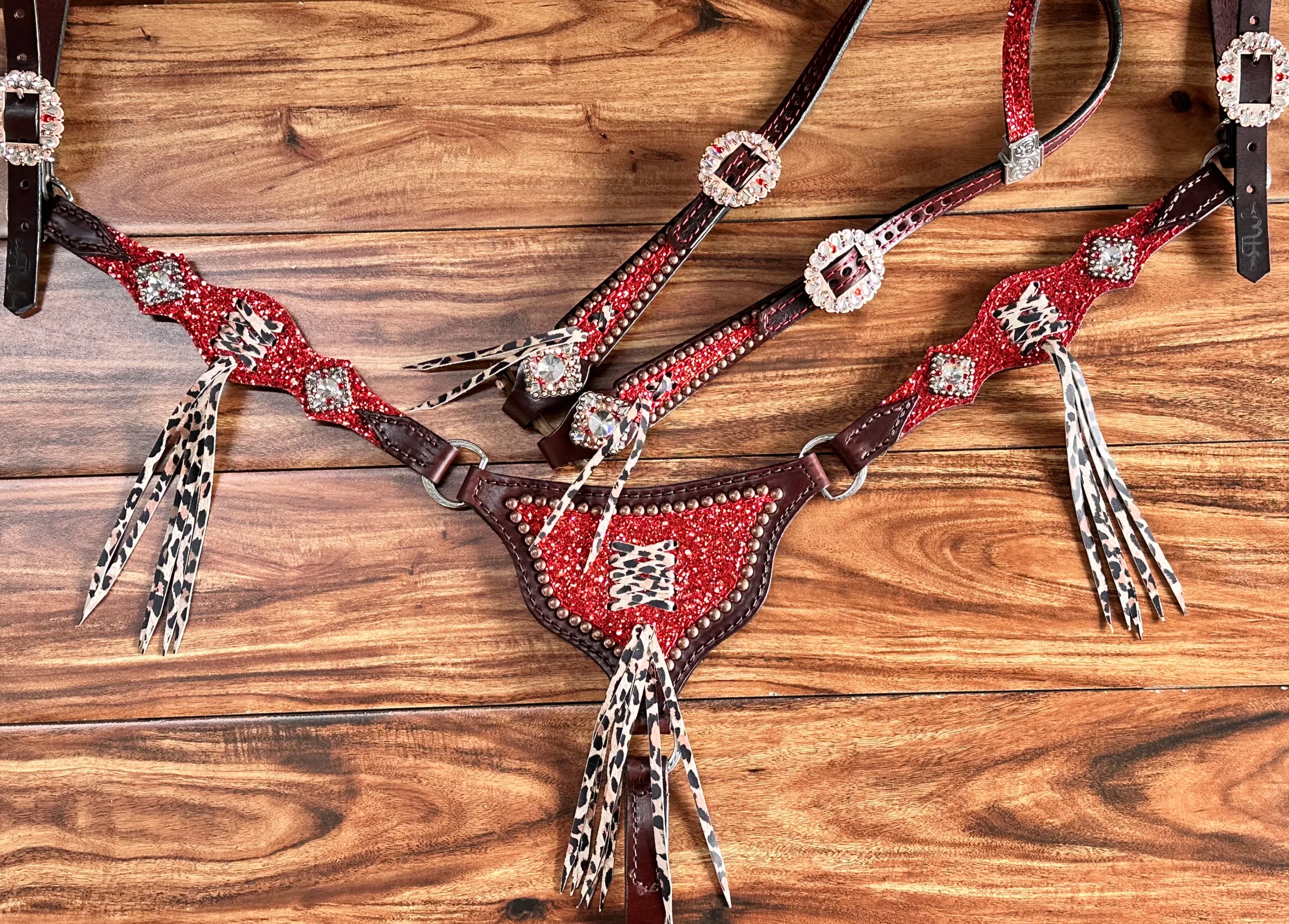 Rockn’ Wilsons Gladiator Red Chunky Glitter w/ Cheetah Cross Stitch ...