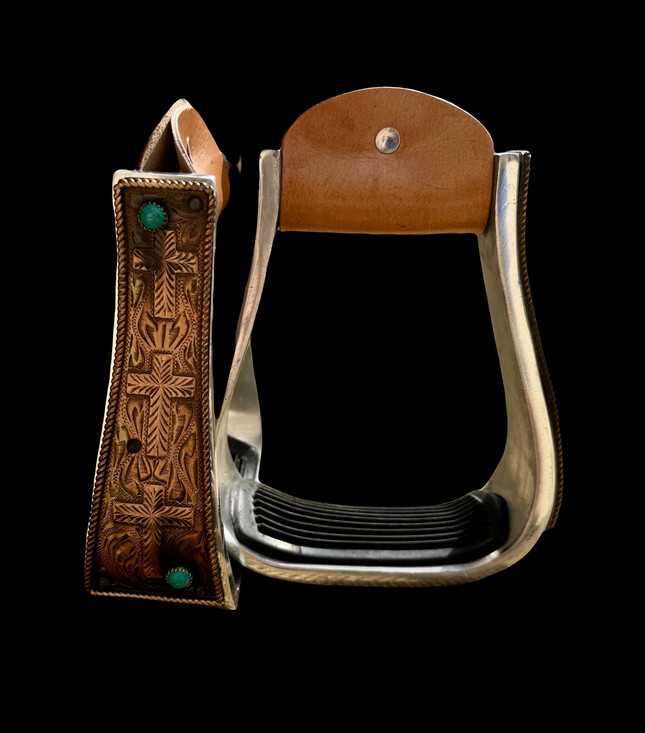 Engraved Copper Cross & Turquoise Aluminum Stirrups – Jopps Tack